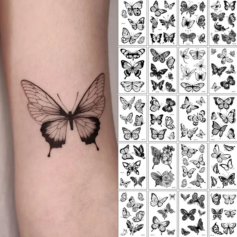 Waterproof Butterfly Transfer Amazon Temporary Butterfly Tattoos 30 ...