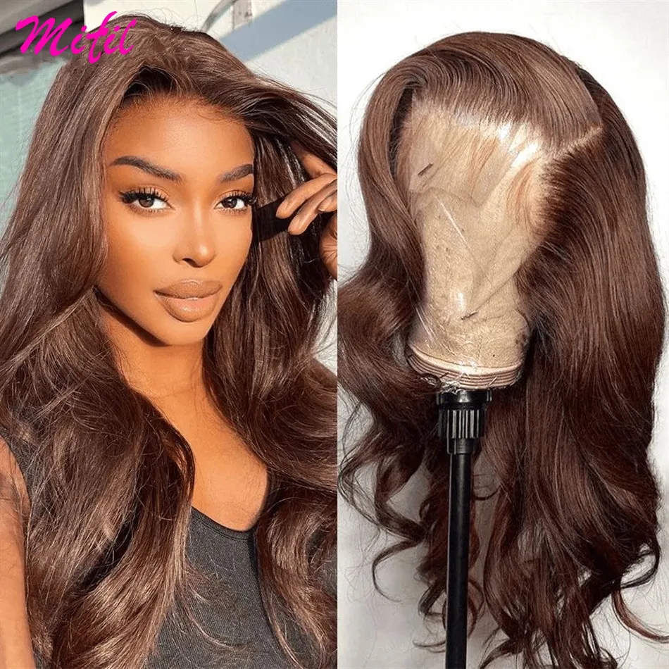 Premium Body Wave Brown Lace Front Wigs: 13x6 HD Lace, Pre Plucked ...