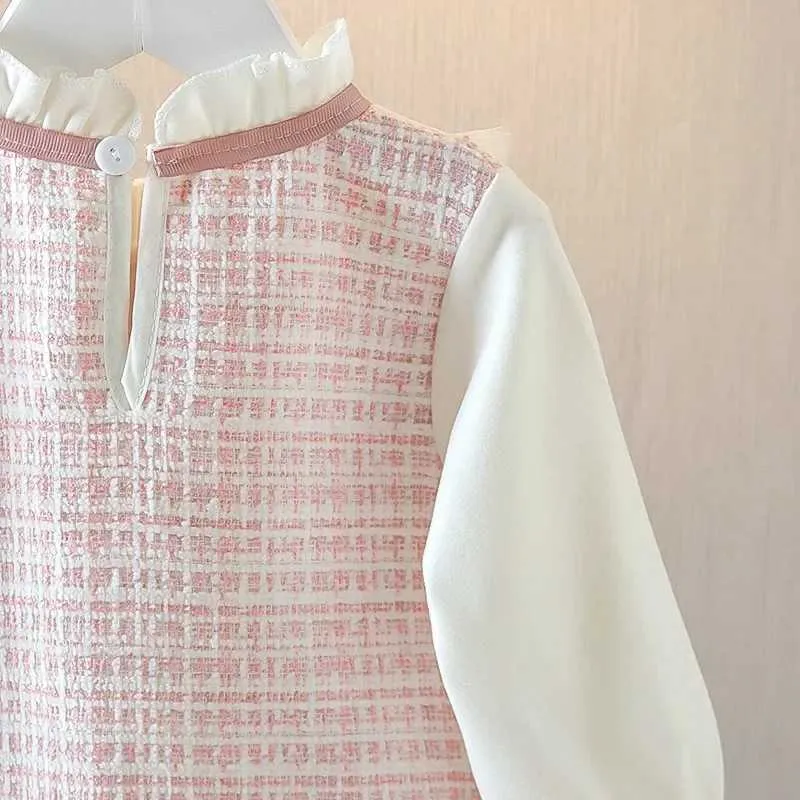 Baby Girl Plaid Princess Dress with Bow Collar and Long Sleeves ...