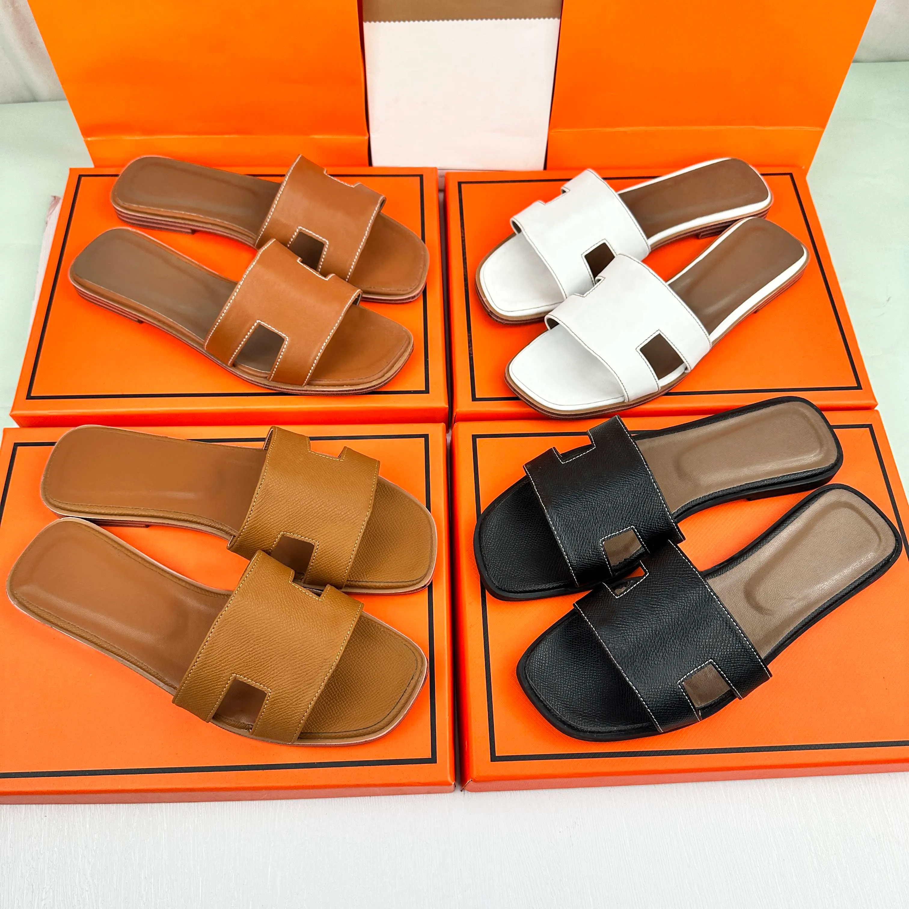 Hot Designer Sandals Luxury Women's Orange Slippers Summer Leisure ...