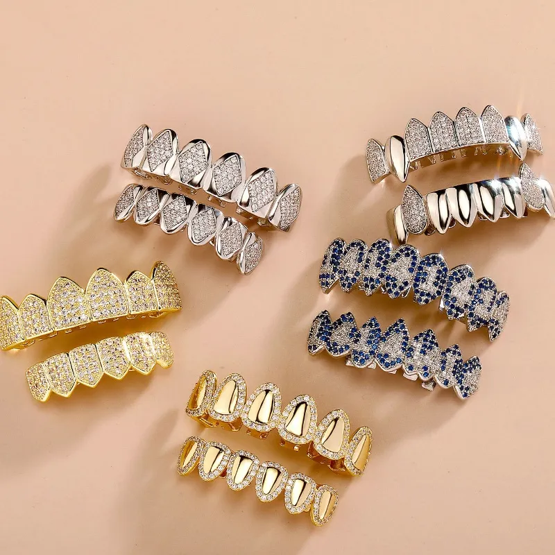 20 Fashionable Hip Hop Pavé Cz Stones Teeth Grillz With Micro Pave Top ...