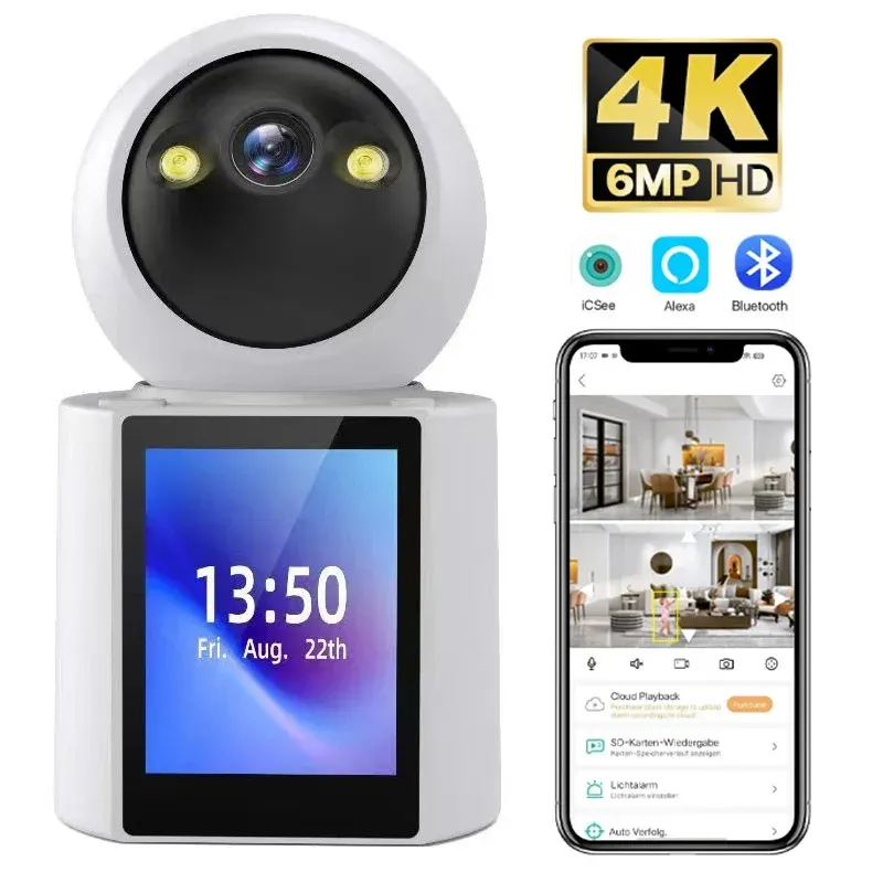 Dual Screen Camera 4K 6MP WiFi Video Surveillance With AI Human ...