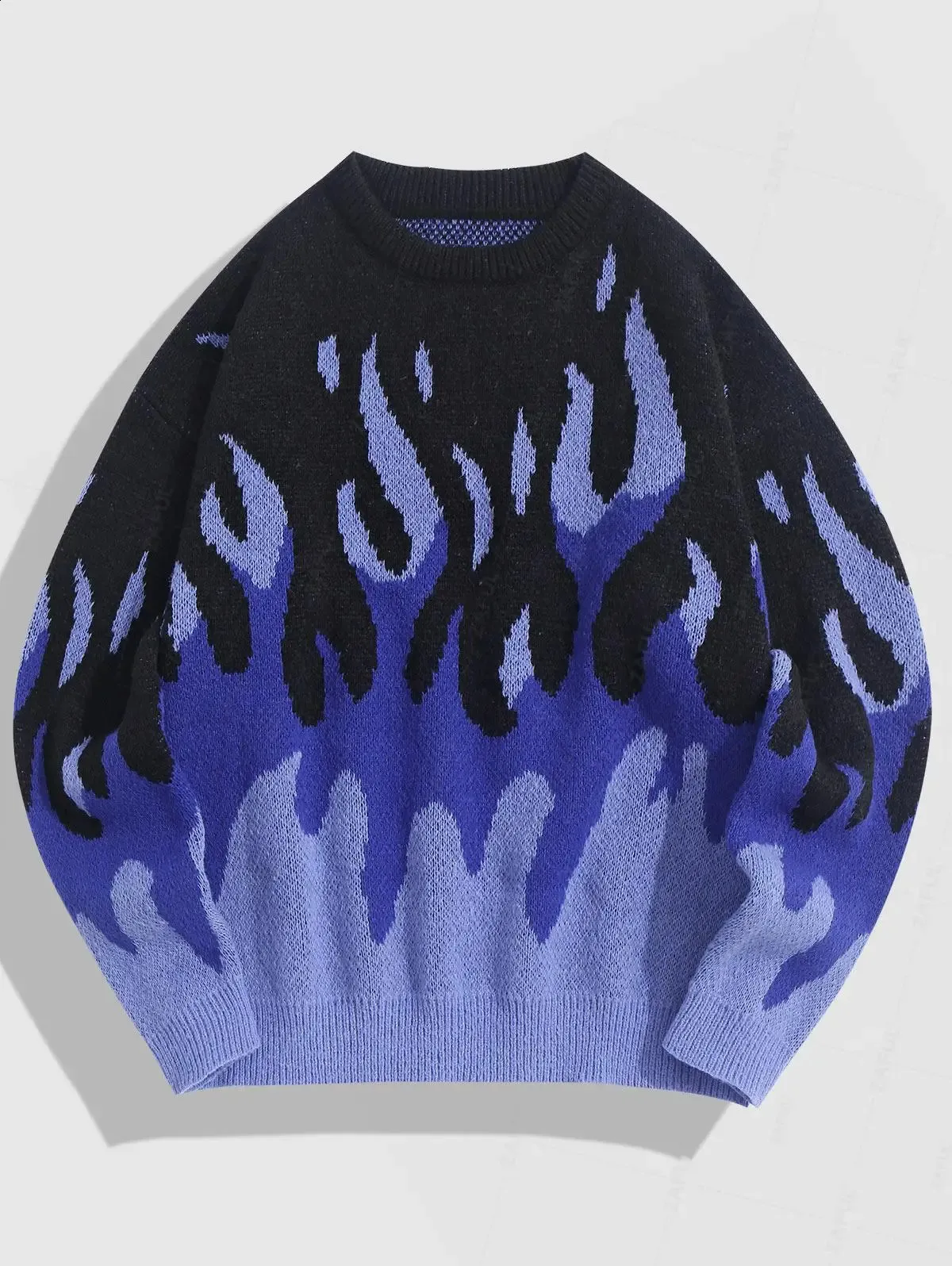 Fire Flame Graphic Sweater Y2K Aesthetic Pullover Soft Cotton Blend ...