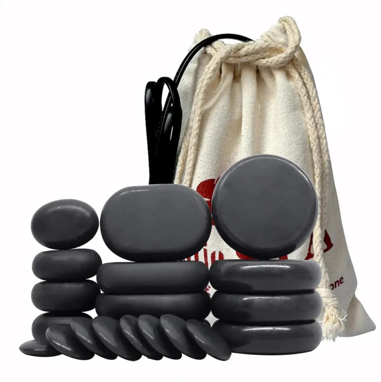 Lava Stone Massage Set w/ Heating Box - Hot Stone Therapy for Back Pain ...