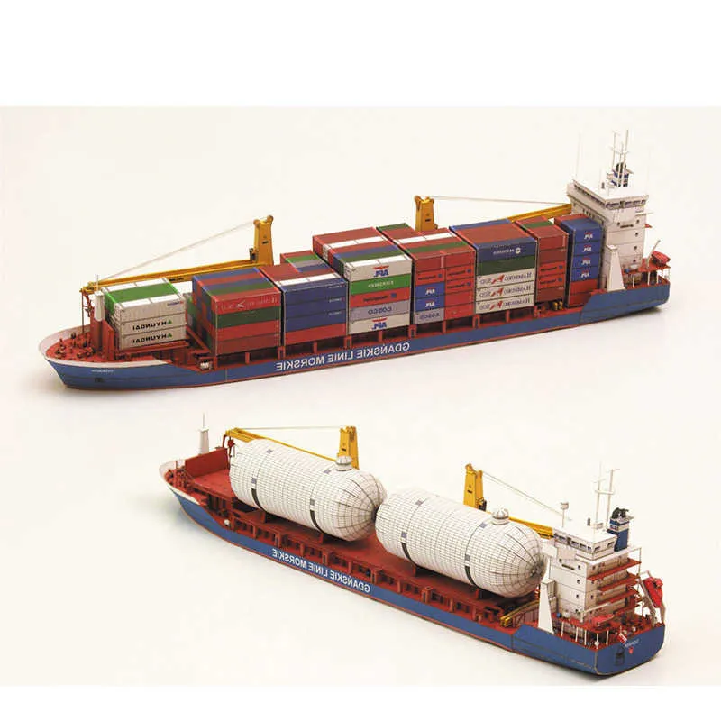 Hand Made Polish Pottery Gdansk Freighter Paper Model Ship 1:400 Scale ...