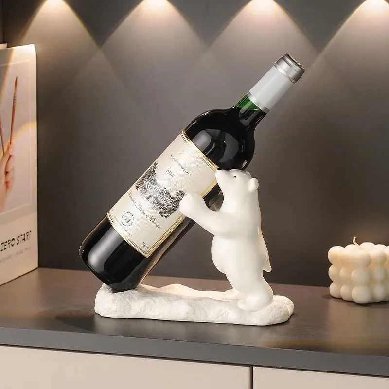Polar Bear Tabletop Wine Bottle Holder Display On Site Ceramic ...