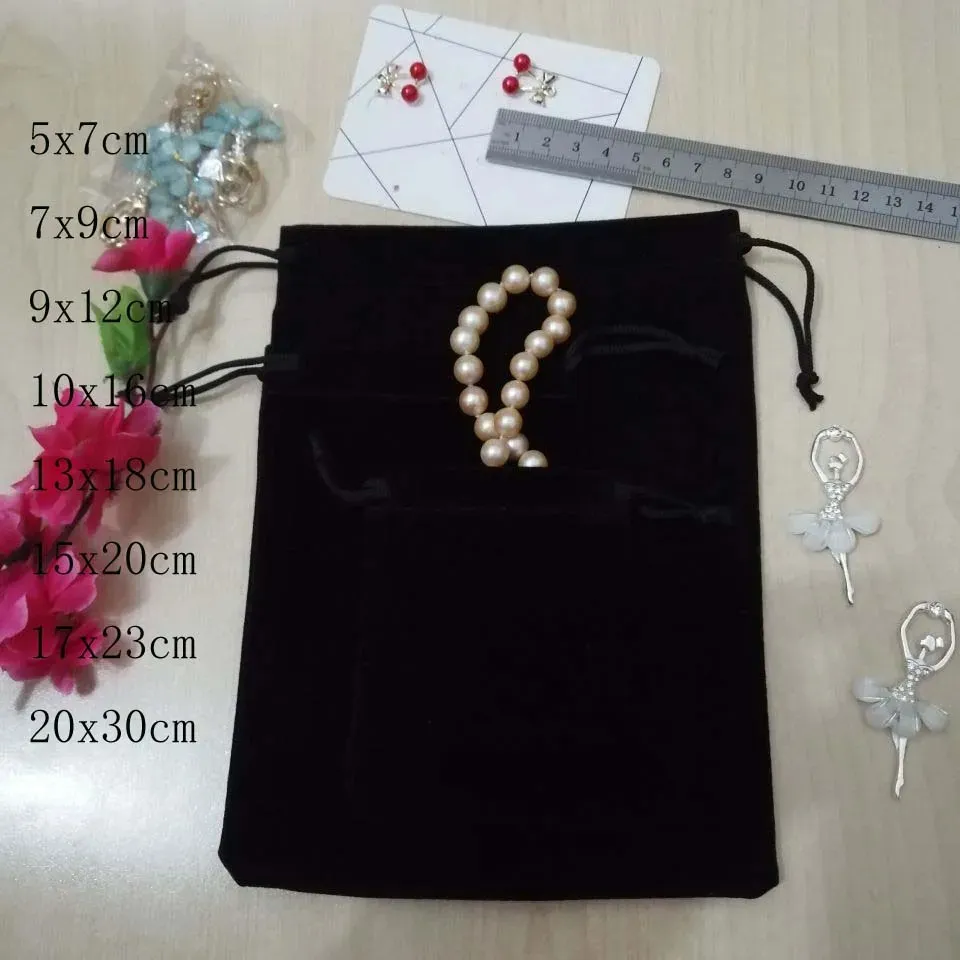 Black Velvet Drawstring Bags Set - Premium Jewelry & Gift Packaging ...