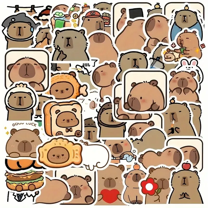 Wholesale 99 Cute Capybara PVC Cute Sticker Set For Laptop, Notebook ...