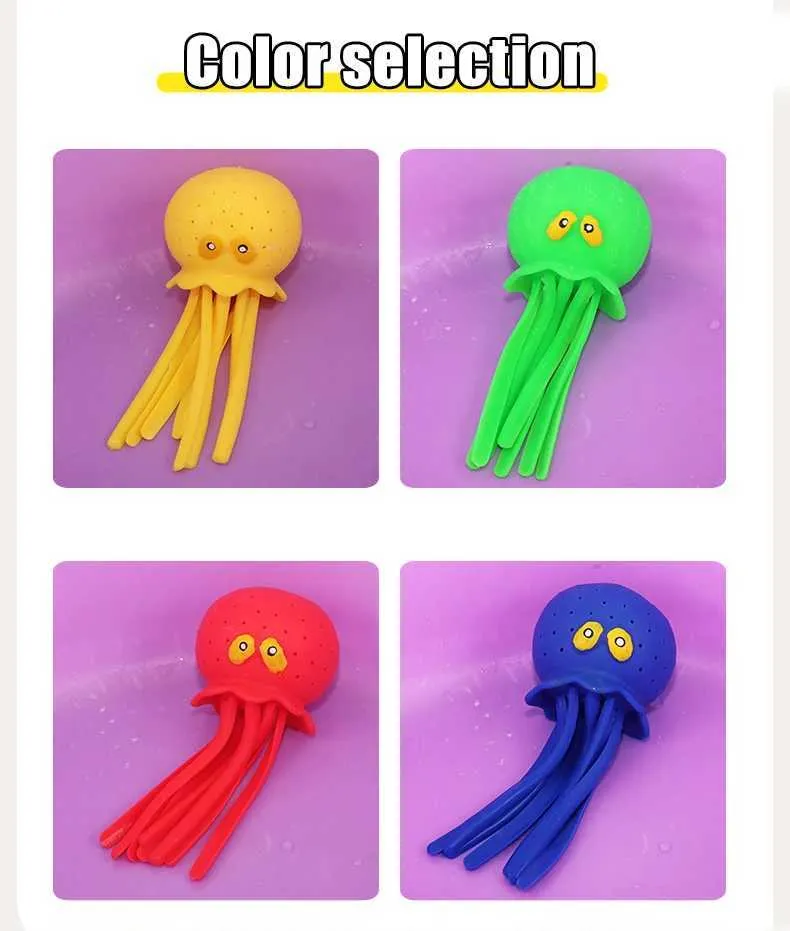 4 Pack Octopus Bath Toys - Colorful Squeeze Sensory & Water Play for ...