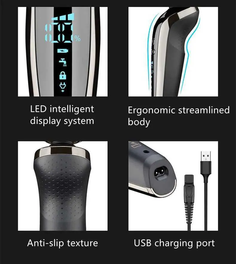 4D Rechargeable Hair Shaver & Beard Trimmer - Professional Electric ...