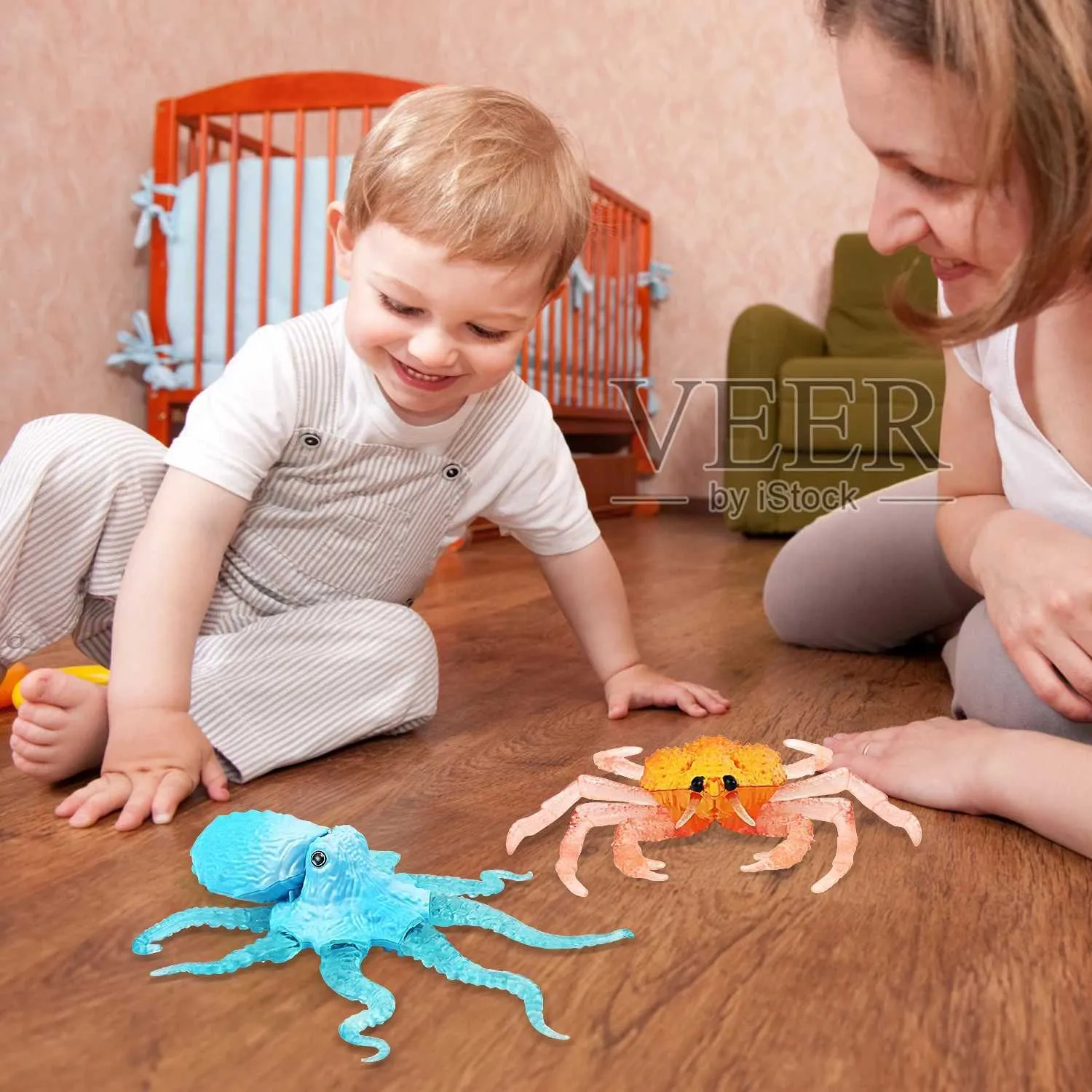 TPR Simulation Children's Toy Soft Rubber Stretching Octopus Pinching ...