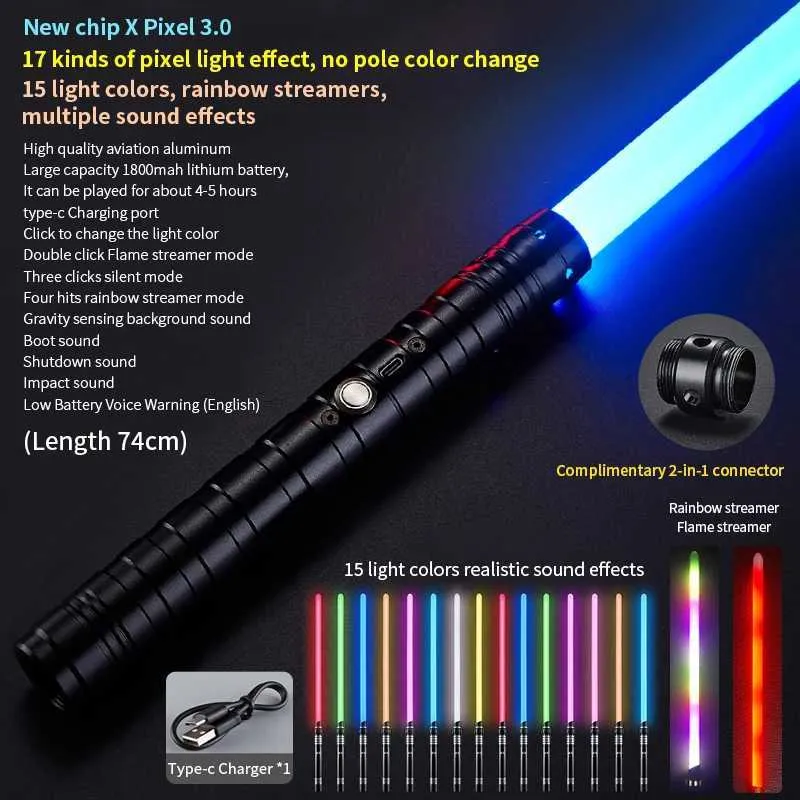 REikirc LED Dark Blue Lightsaber 17 Pixel, Effects, Metal Laser Sword ...