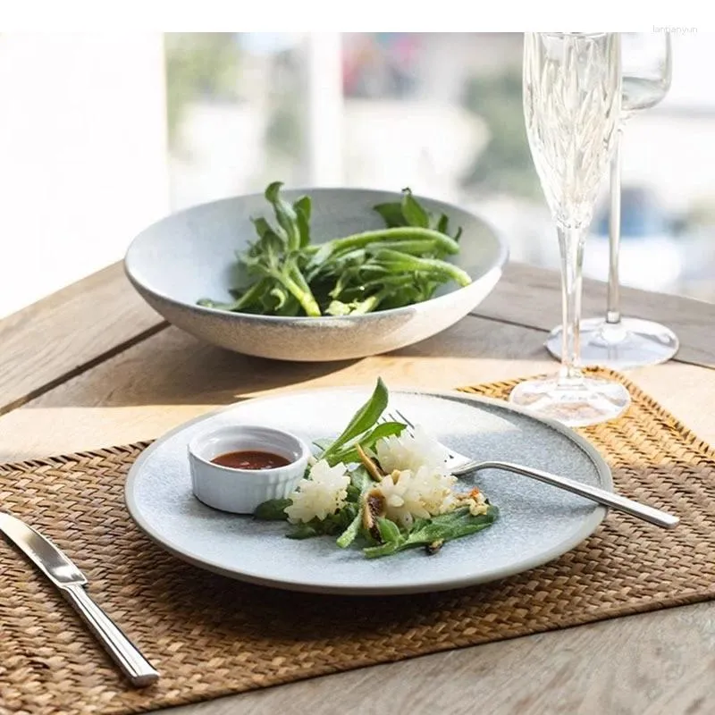 Stone Texture Ceramic Plates For Table Setting For Restaurant Service ...