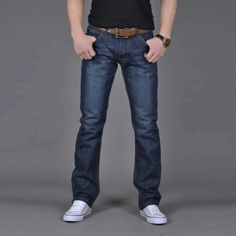 Men's Relaxed Fit Denim Jeans - Casual Autumn Workwear Hip-Hop Style ...