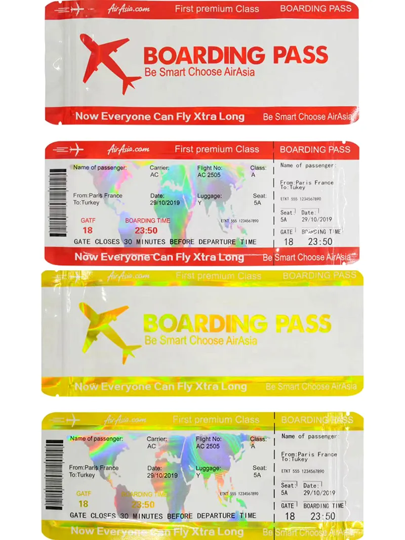 Wholesale Self Sealing Holographic Travel Boarding Pass Suction Packing ...