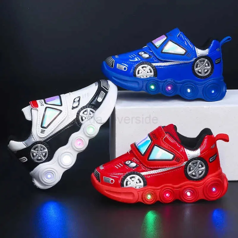 LED Kids Light Up Tennis Shoes Breathable Mesh Trainer Sneakers For ...
