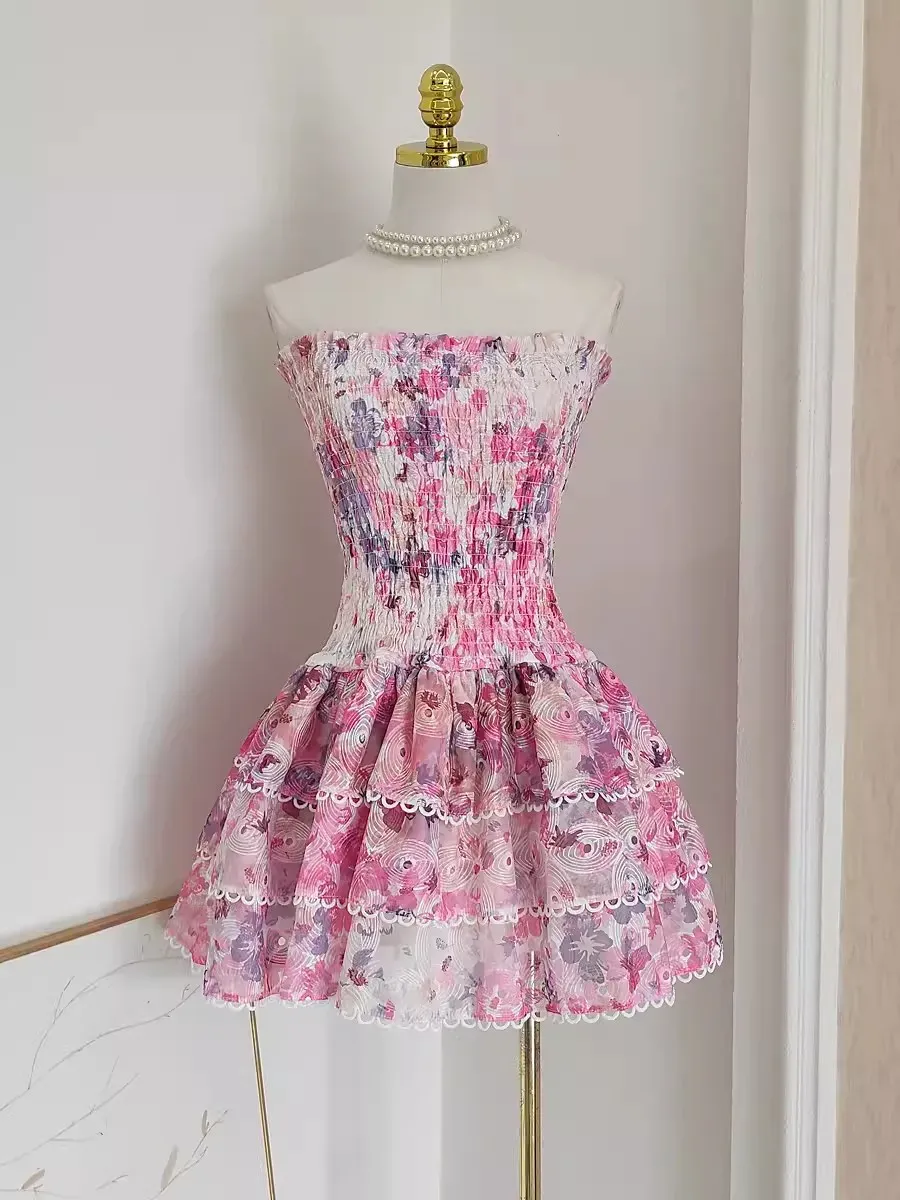 Floral Embroidery Sundress: Women's Sexy Halter Backless Ruffle Layer ...