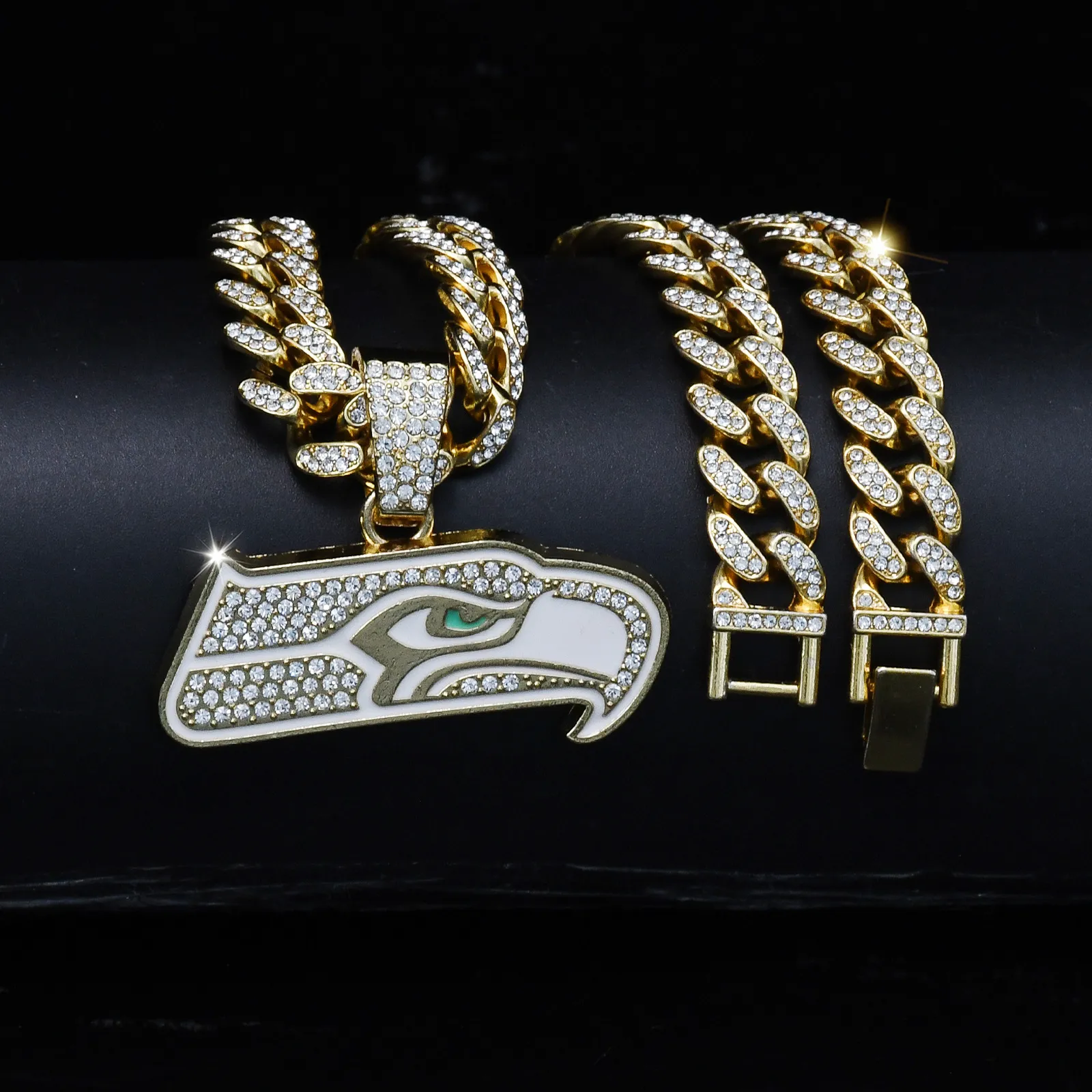 2025 Super Bowl Eagles Team Pendant with Cuban Chain Necklace, American ...