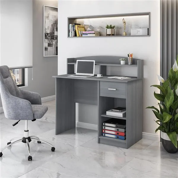 Gray Modern Gray Desk With Drawers With Storage Cabinet Efficient And ...