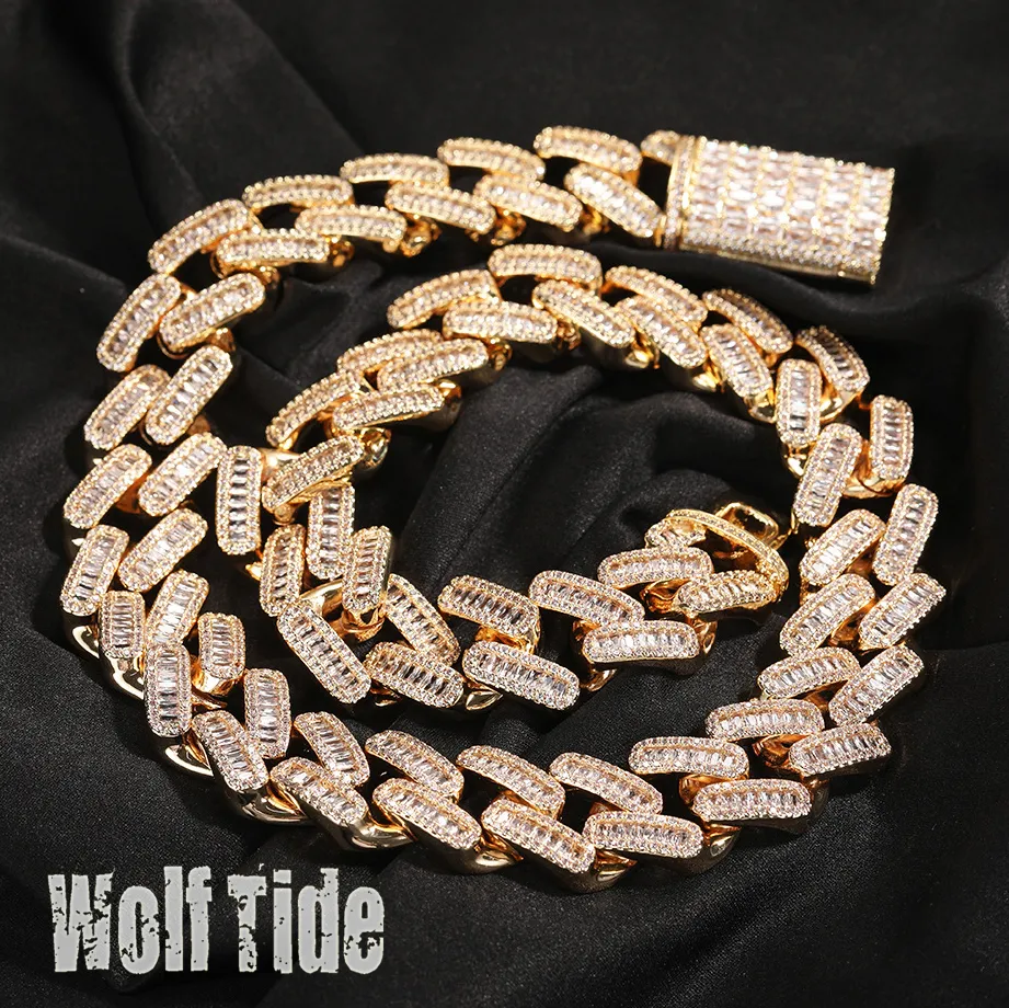 Cuban Link Chain Necklace 2024 Iced Out Baguette CZ, 18k Gold, Hip Hop ...