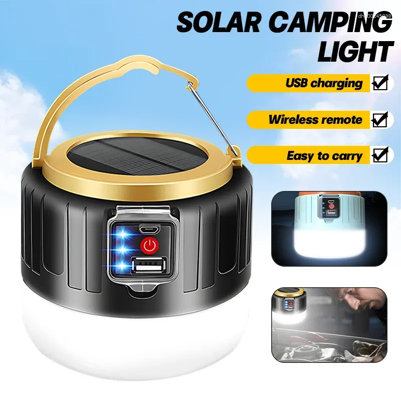 Portable Lanterns: Powerful Solar LED Camping Lamp, USB Rechargeable ...