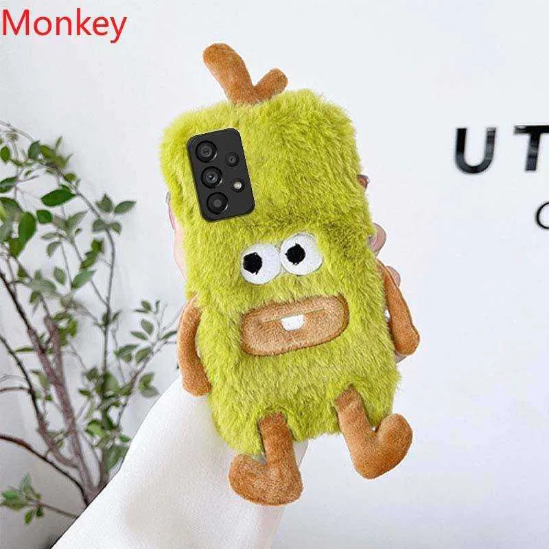 Cute Cartoon Fluffy Phone Case for Galaxy A02 A22S A13 A23 A33 A53 A73 ...