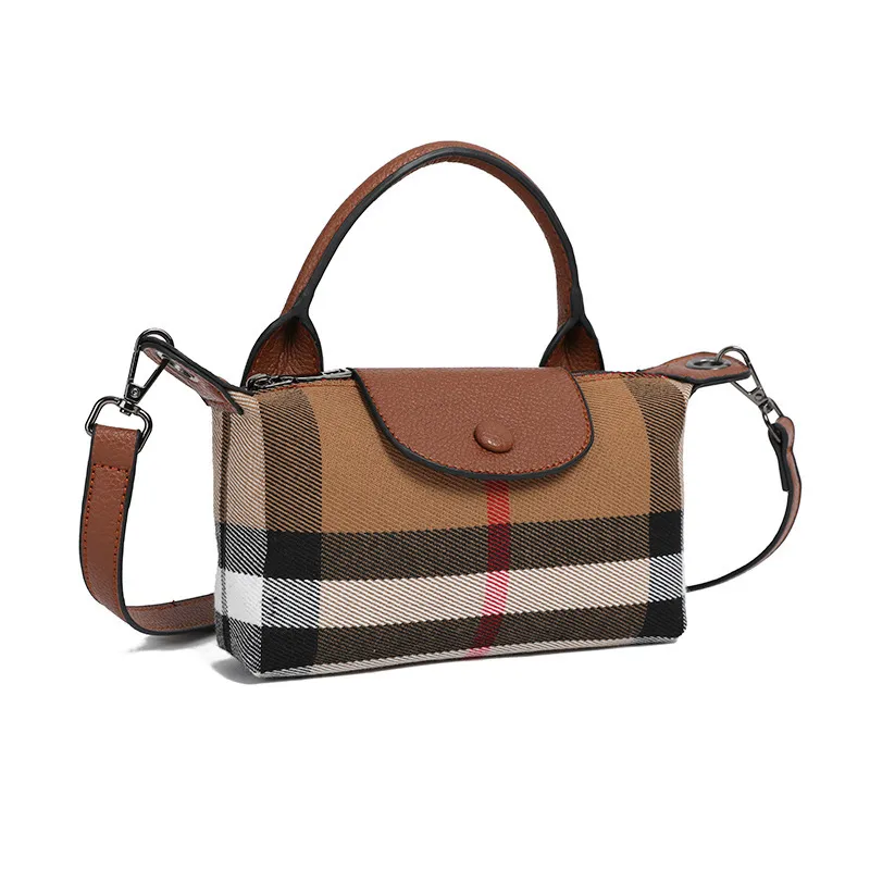Shoulder Bags 2024 New Canvas Checkered Leather Handbag Designer One ...