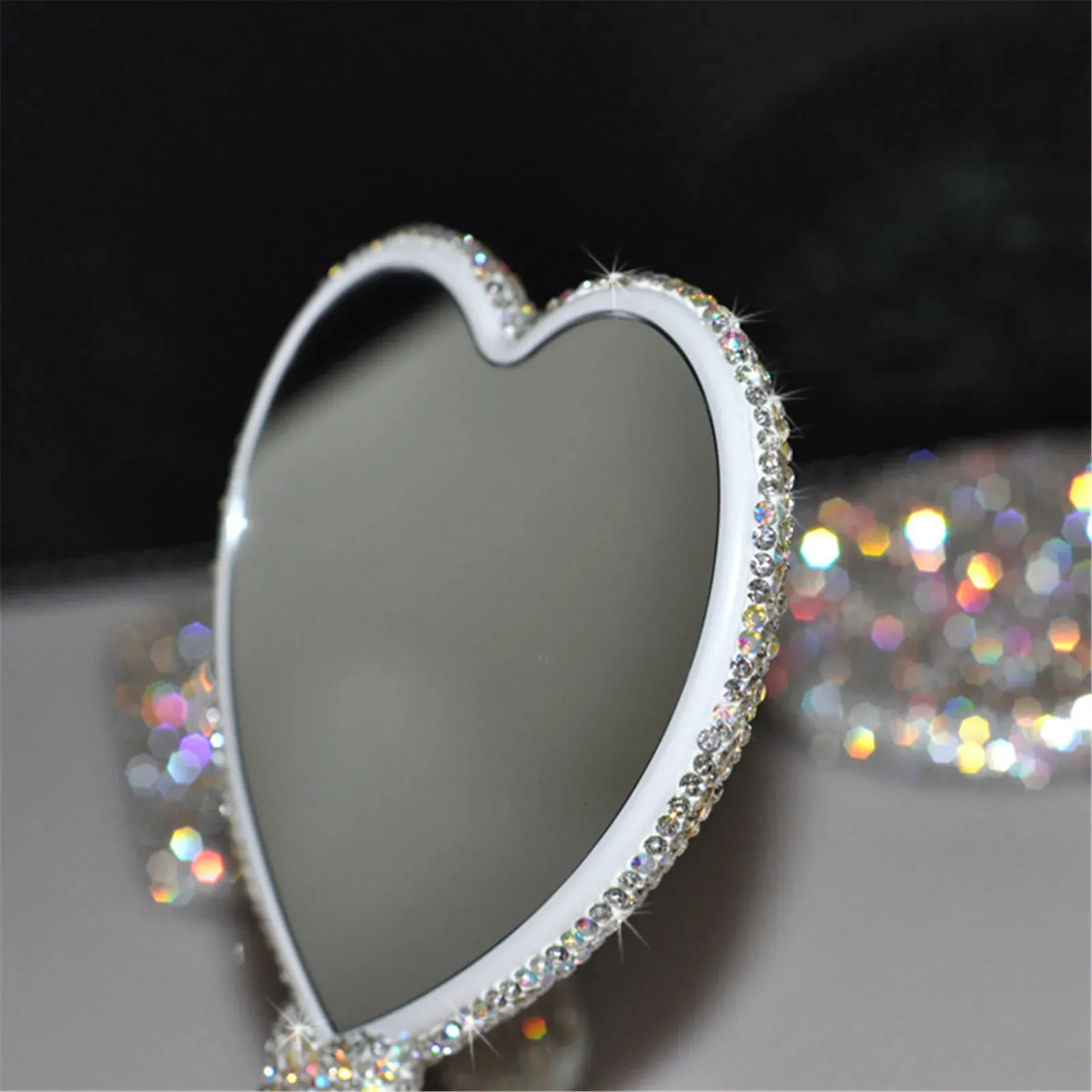 Diamond Handheld Makeup Mirror with Compact Sticker - ABS, Fashionable ...