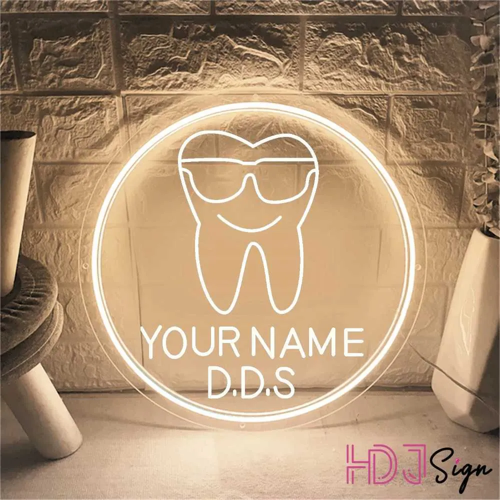 3D Carving Custom Tooth Neon Sign For Dental Office And Family Girl ...