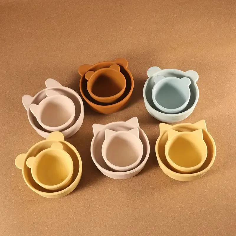 Silicone Baby Bowls & Snack Cups - 4 Pack, Solid Colors, Non-Toxic ...
