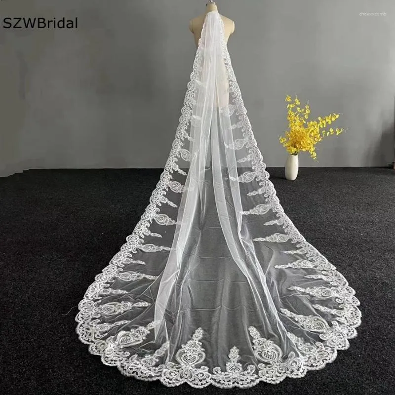 Stunning Cathedral Wedding Bridal Lace Cathedral Veil With Lace Beading ...