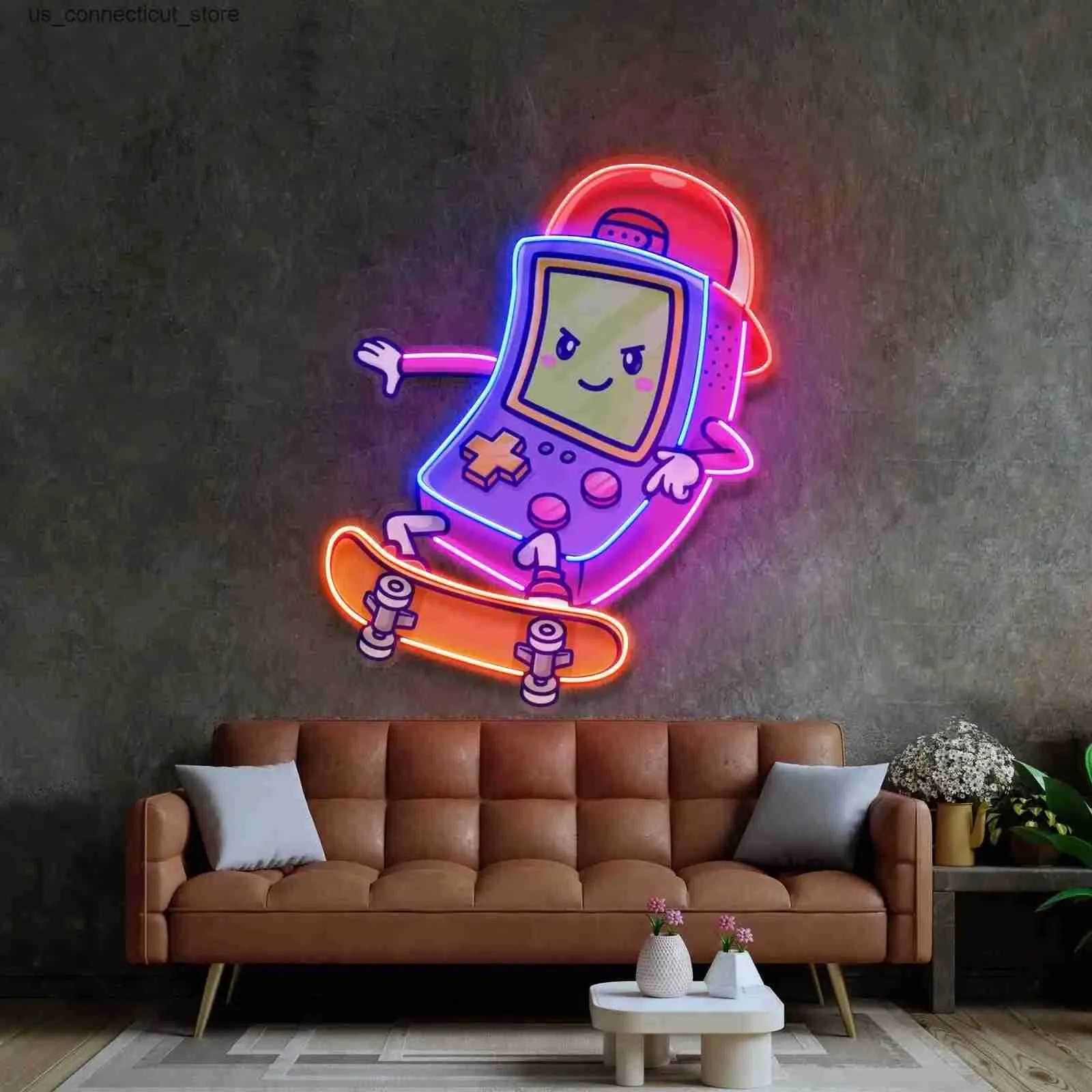 Neon Sign Wall Art, Cute Cartoon LED Neon Light, UV Printed Acrylic For ...