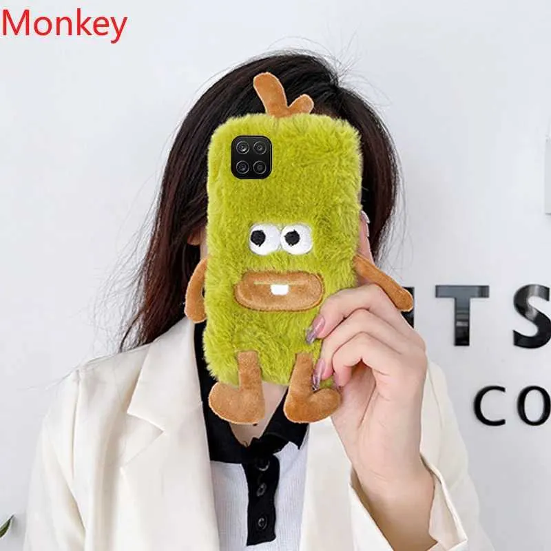 Cartoon fluffy soft silicone phone case with dustproof metal for Galaxy ...