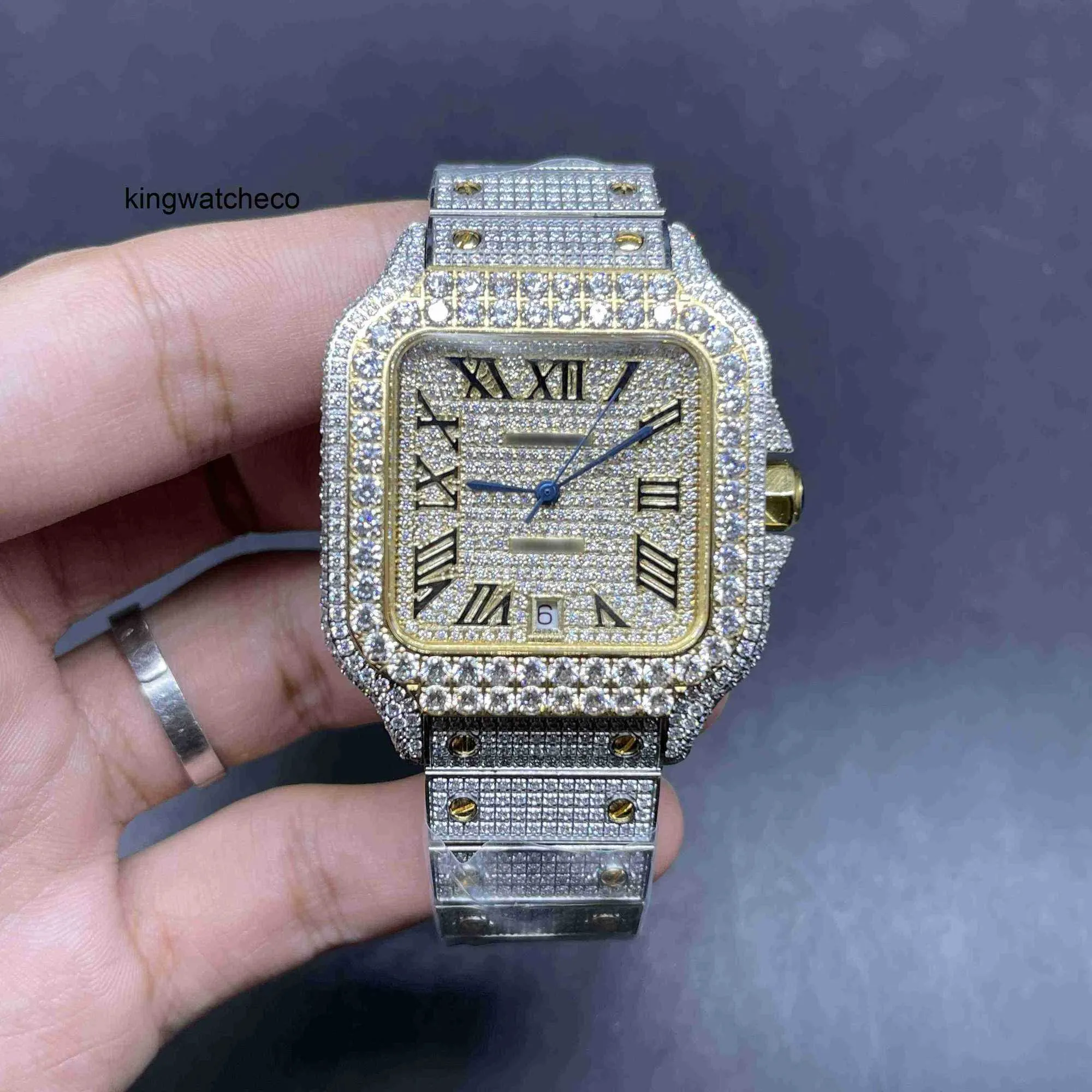 Luxury Men's Diamond Diamond Watch With Big Bezel, Shiny Hip Hop Design ...
