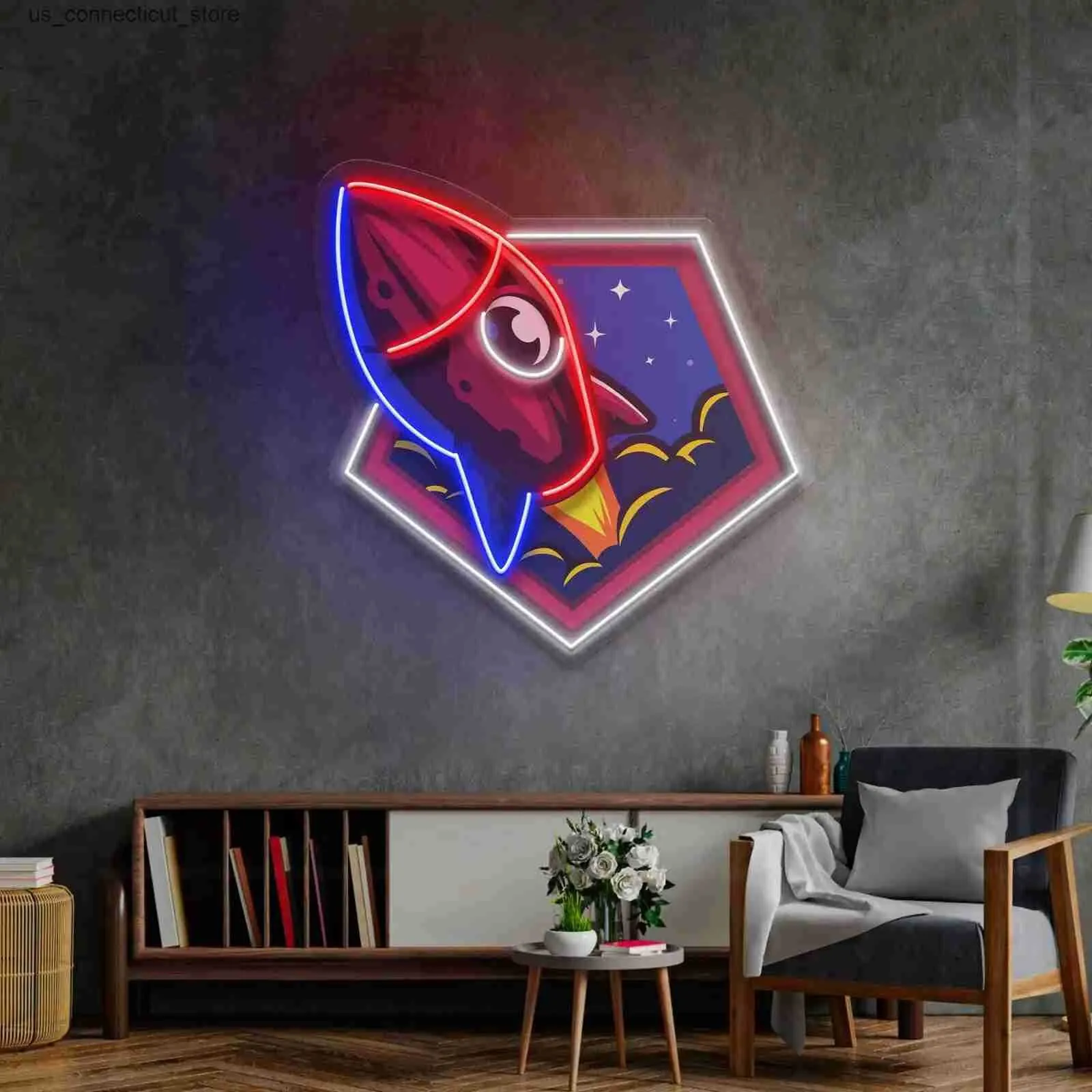 Custom Neon Signs Rocket Space LED Neon Light Children's Bedroom Wall ...