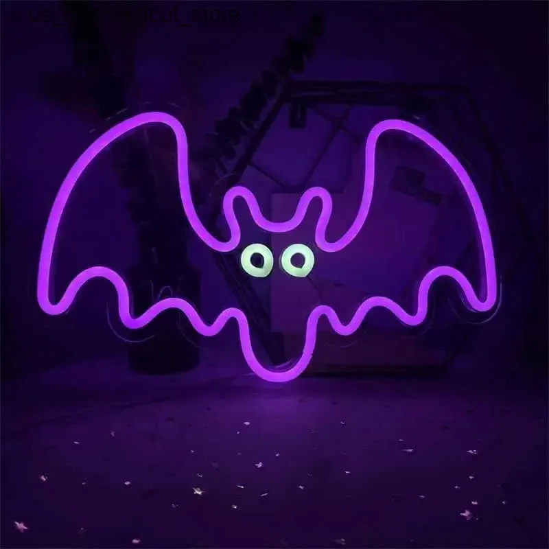 LED Bat Neon Sign USB Standby Power Supply For Halloween Party Bar Wall ...