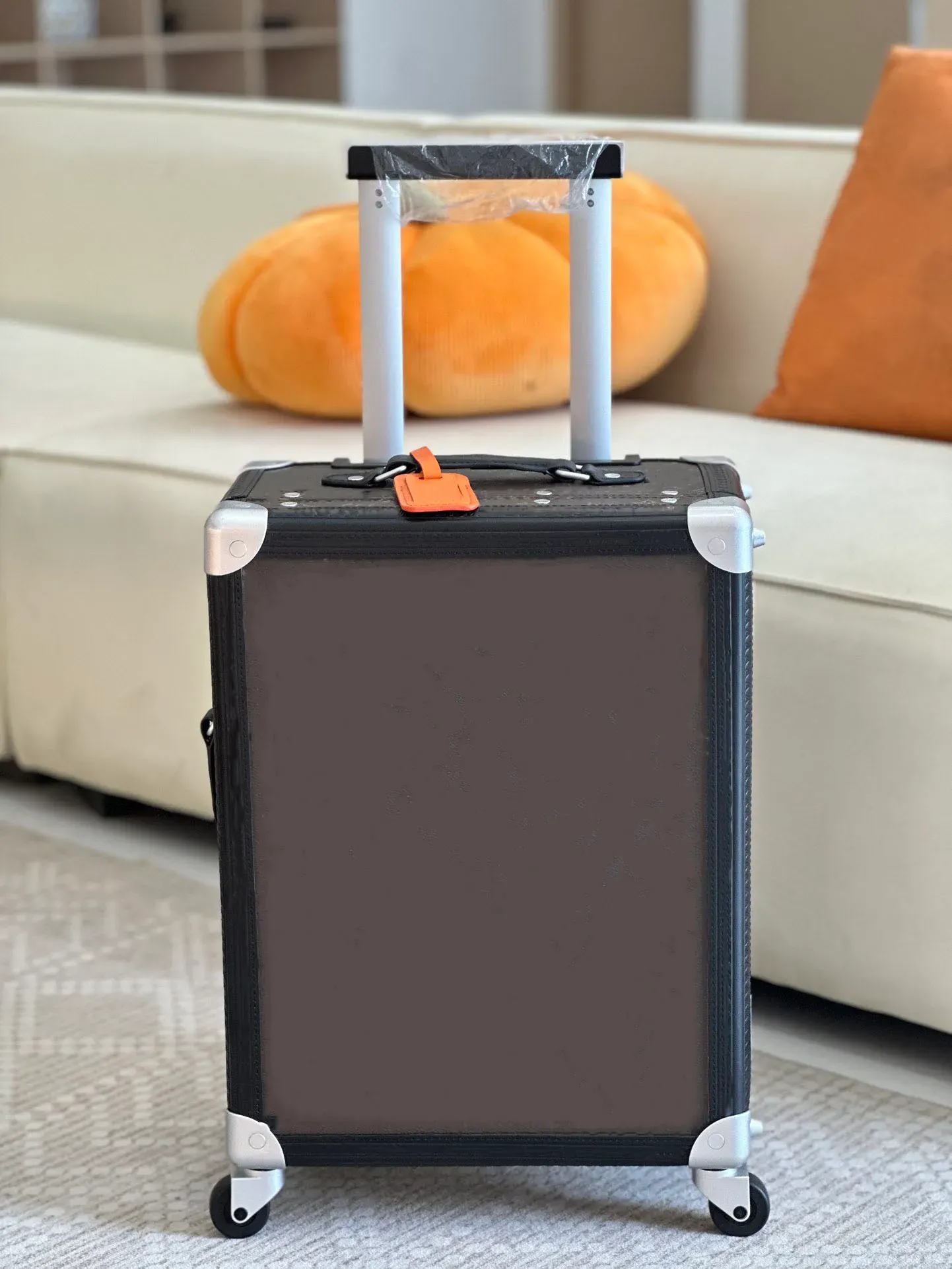 Designer Leather Rolling Trunk Trolley Case 10A Cabin Size Carry On ...