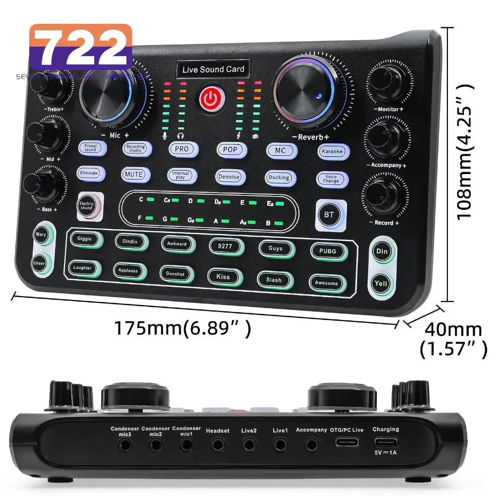 Professional HD X60 Sound Card: 24bit/192kHz Audio Mixer for Karaoke ...