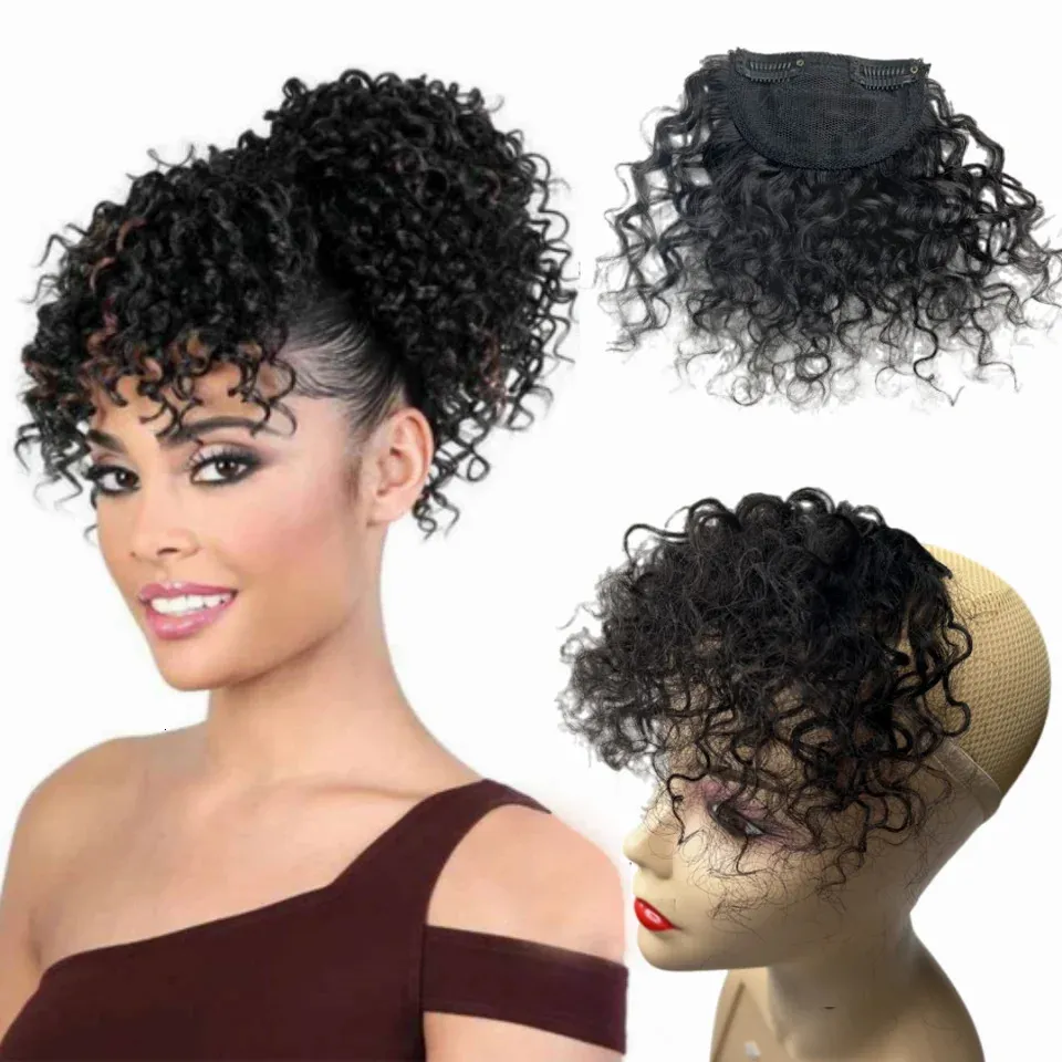Curly Bangs for Black Women Short Afro Kinky Curly Clip-In Bangs 2 ...
