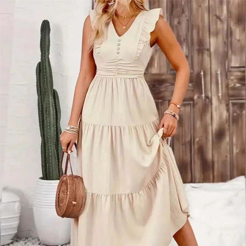 Y. KUKU chiffon floor-length slim fit summer strapless V-neck jacquard ...