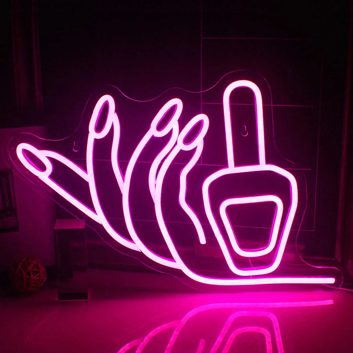 USB Powered LED Neon Finger Nail Sign For Dimmable Room Decoration ...