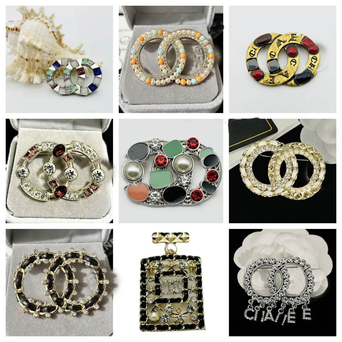 20Style Luxury Brand Designer Brooches: Women's Color Pearl Hollow ...