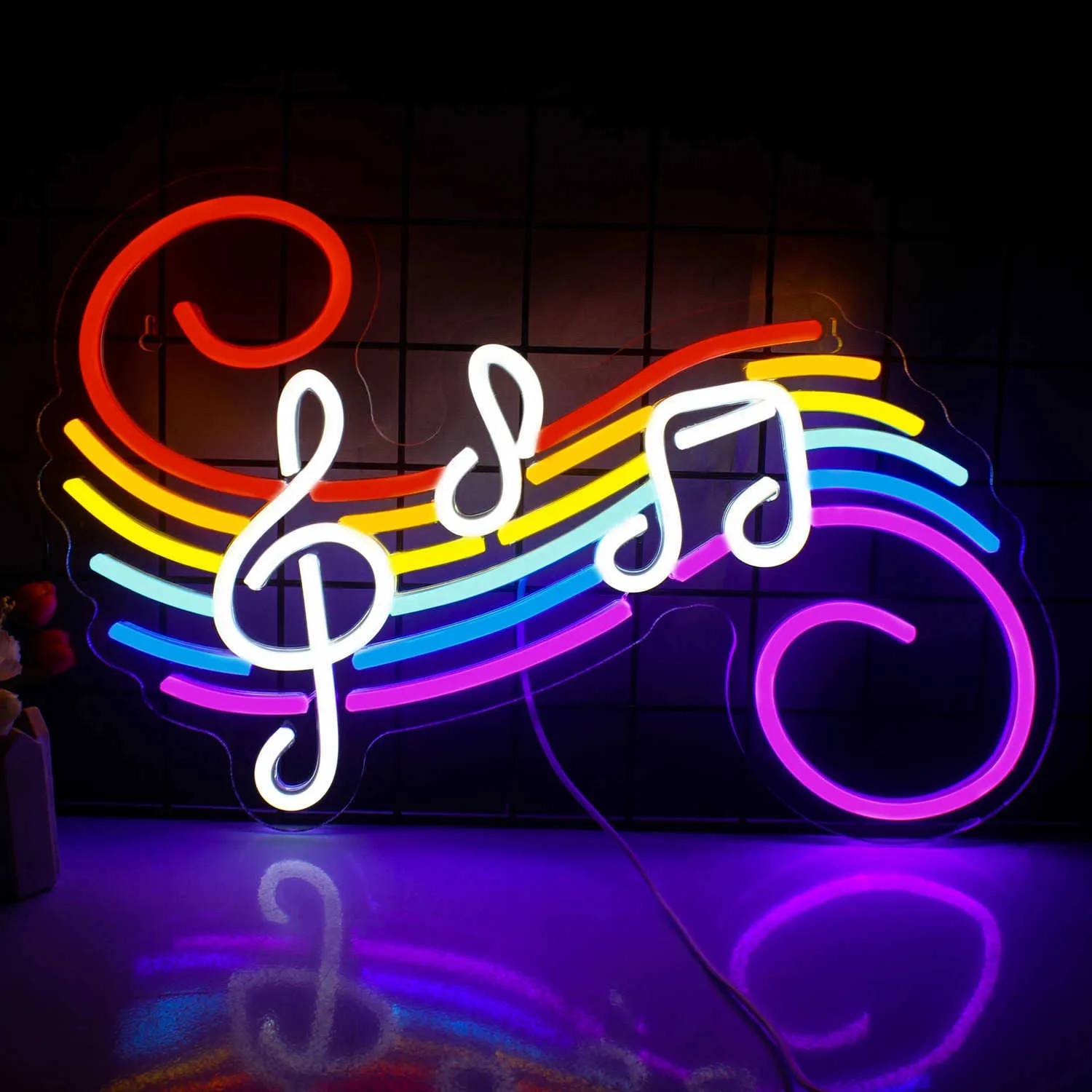 LED Neon Sign With Music Note Design Indoor Neon Wall Lamp For Bar ...