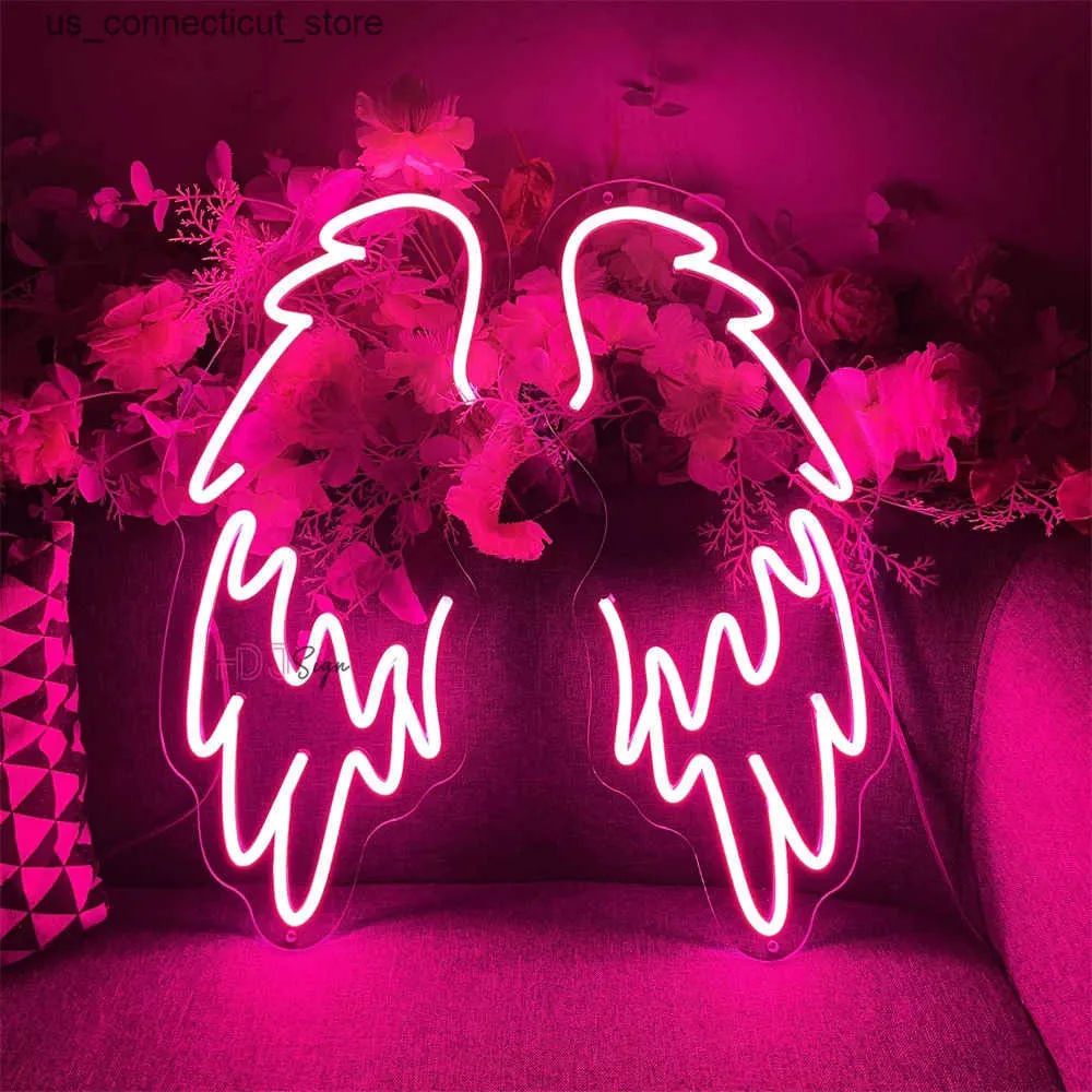 LED Angel Wings Neon Sign Custom Wall Decor, Lighting Wings For Wedding ...