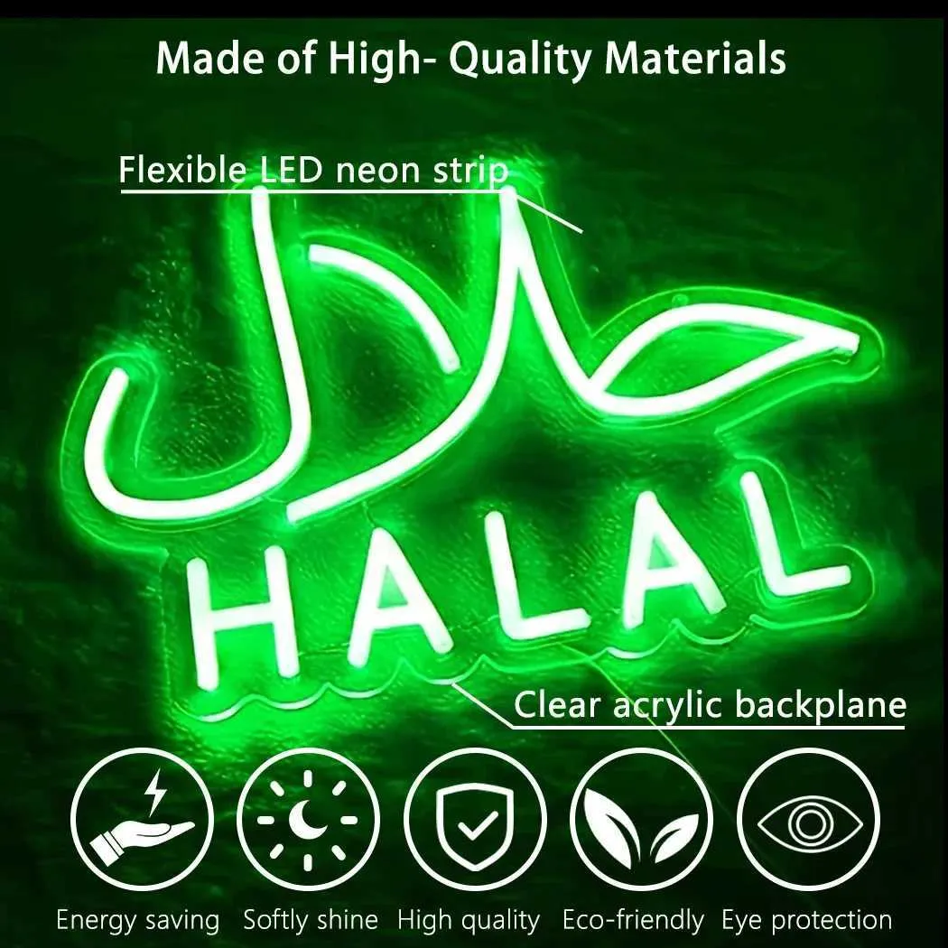 LED Neon Sign Halal Neon Sign For Wall Decoration Arab Restaurant Nail ...