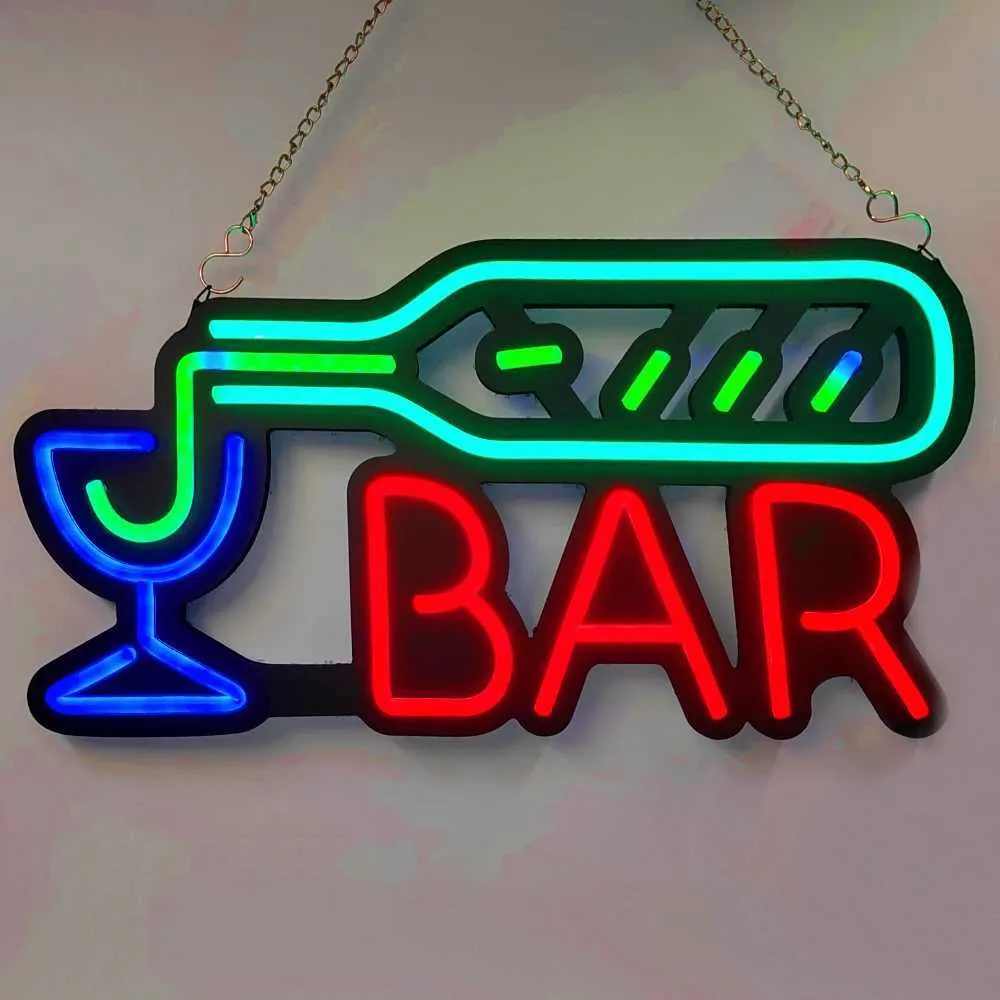 Neon Pub Signs RGB LED Bar Sign Horizontal Light Display For Business ...