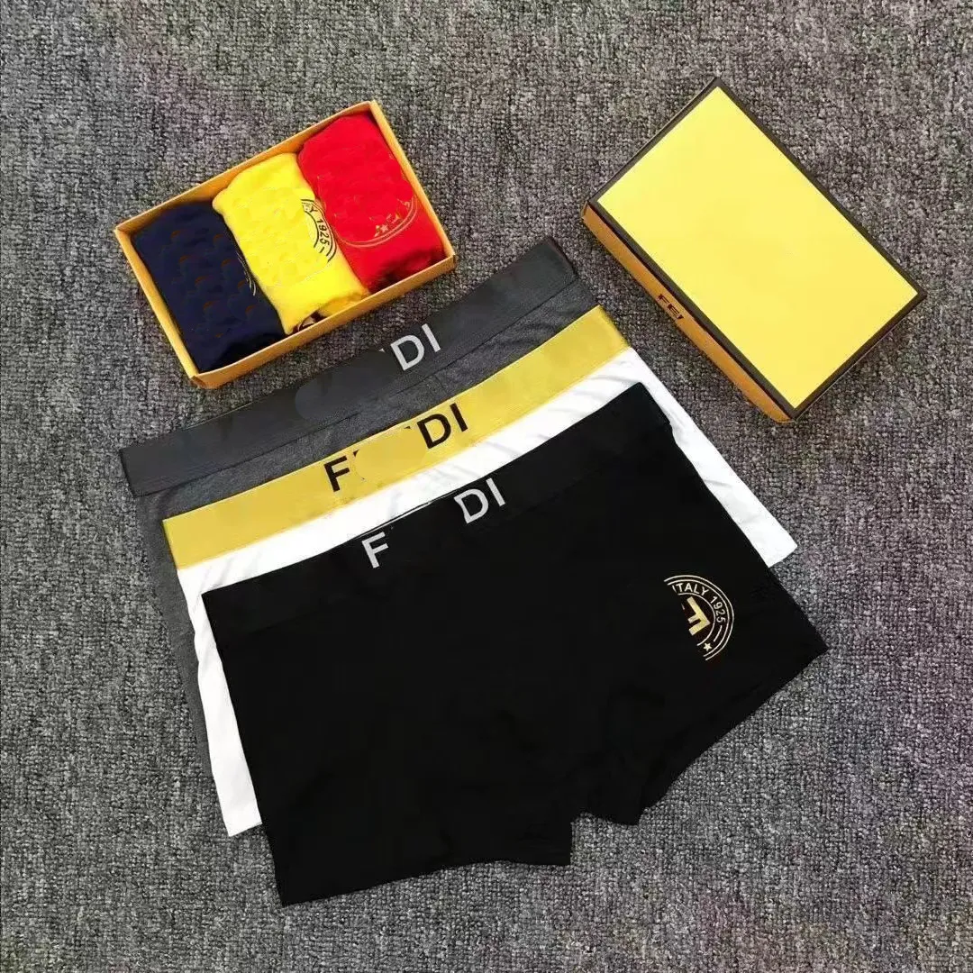 Designer Men's Cotton Blend Spandex Boxer Briefs with Letter Pattern ...