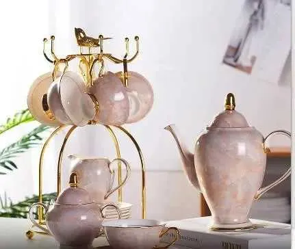 Marble Bone Chinese Coffee Set Marble Tile Tea Set Ceramic Cup Sugar ...