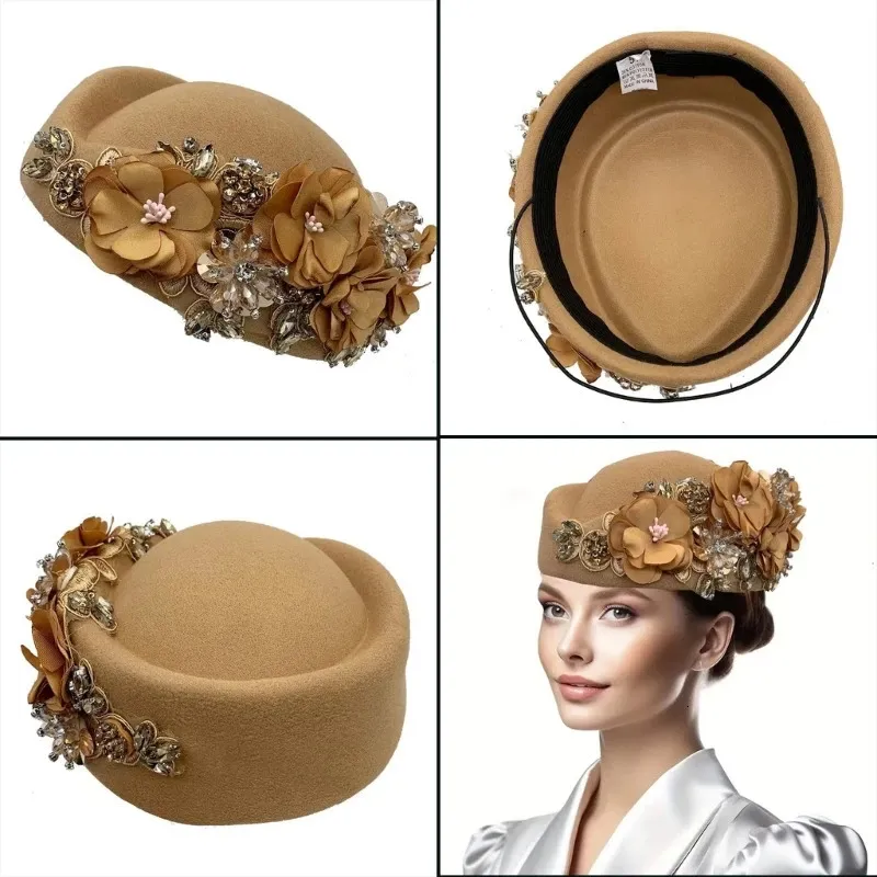 Flower Party Hat Silk Cowboy Style Fitted Strap Golf Outdoor Event ...