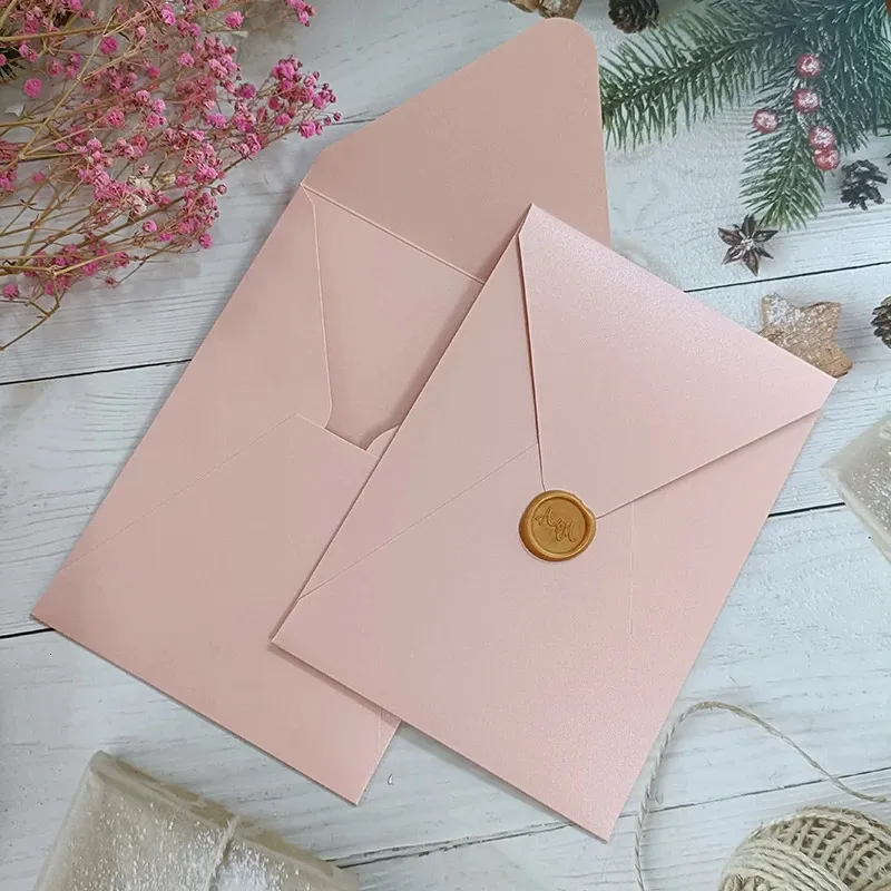Elegant Vertical Invitation Envelopes 50 Pearl Paper V Flap Envelopes ...